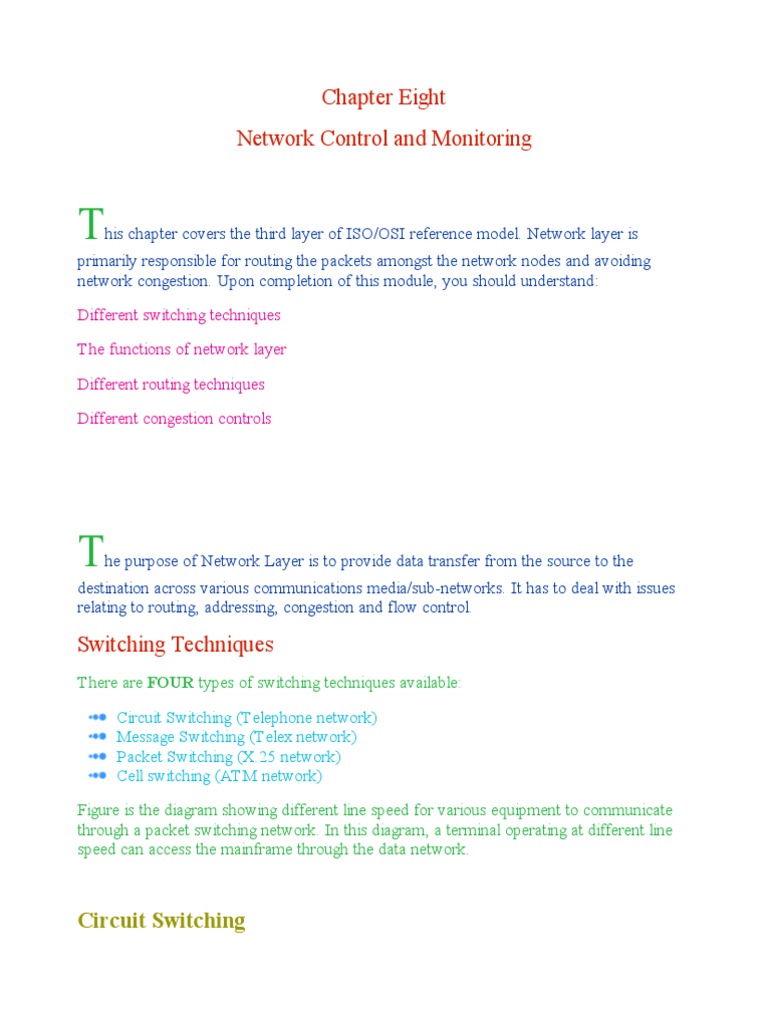 Chapter Eight Network Control and Monitoring: Circuit Switching | PDF | Internet Protocols ...