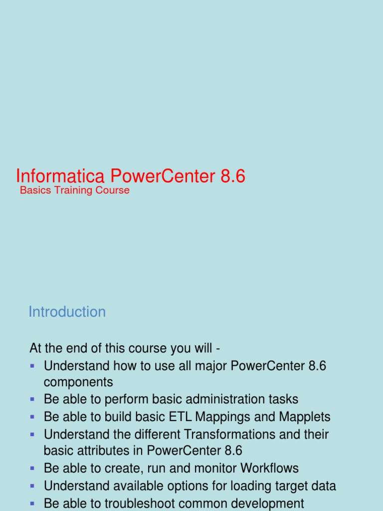 Informatica Powercenter 8.6: Basics Training Course | PDF | Parameter ...