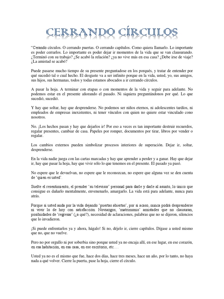 CERRANDO CÍRCULOS-Paulo Coelho | PDF