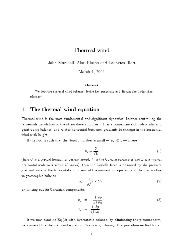 1 The Thermal Wind Equation | PDF | Wound | Applied And ...