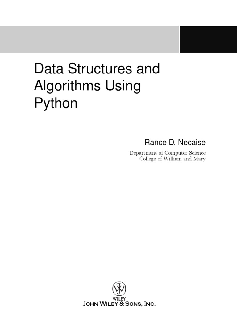 Data Structures And Algorithms Using Python Pdf Data Type Object