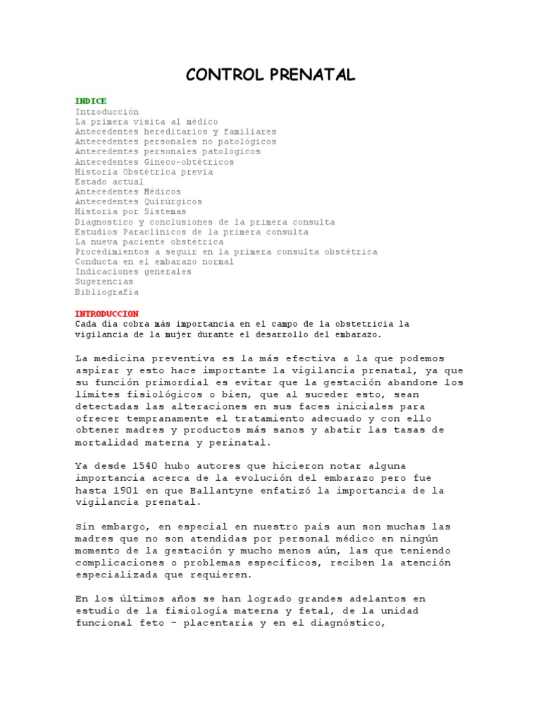 Control Prenatal | PDF | El embarazo | Parto