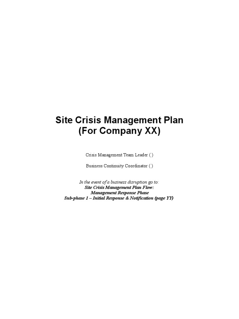 2 - Site Crisis Management Plan Template | PDF | Business Continuity ...