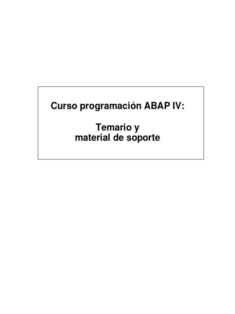 Curso ABAP - Manual v1 | PDF | Tabla (base de datos) | Programa de computadora
