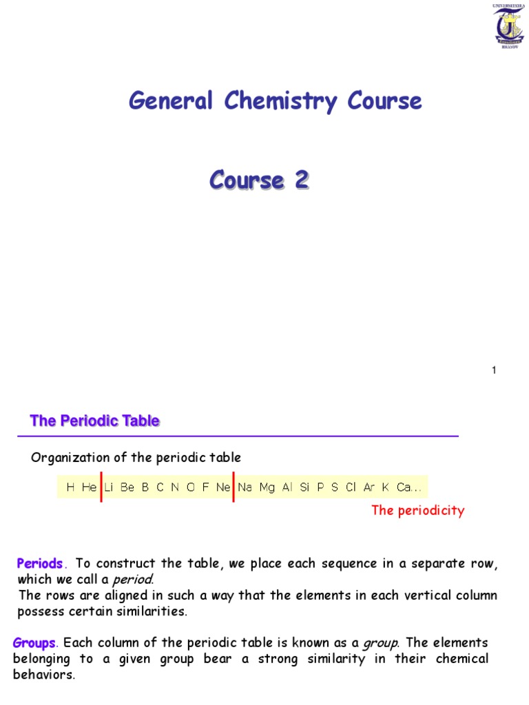 General Chemistry Course | PDF | Mole (Unit) | Periodic Table