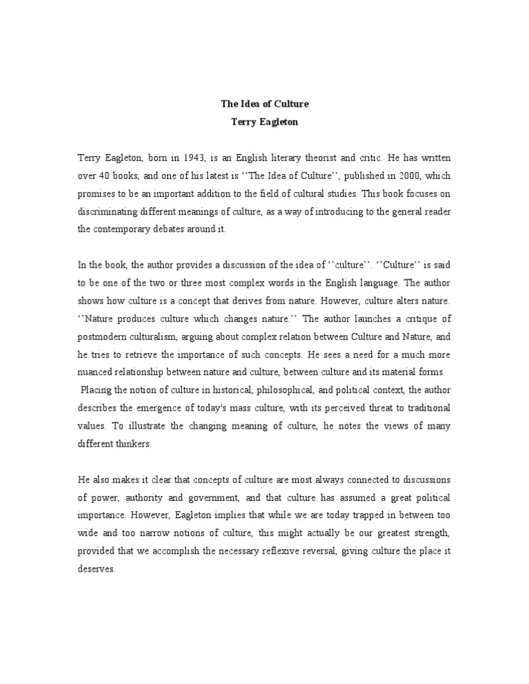 Eagleton, The Idea of Culture | PDF