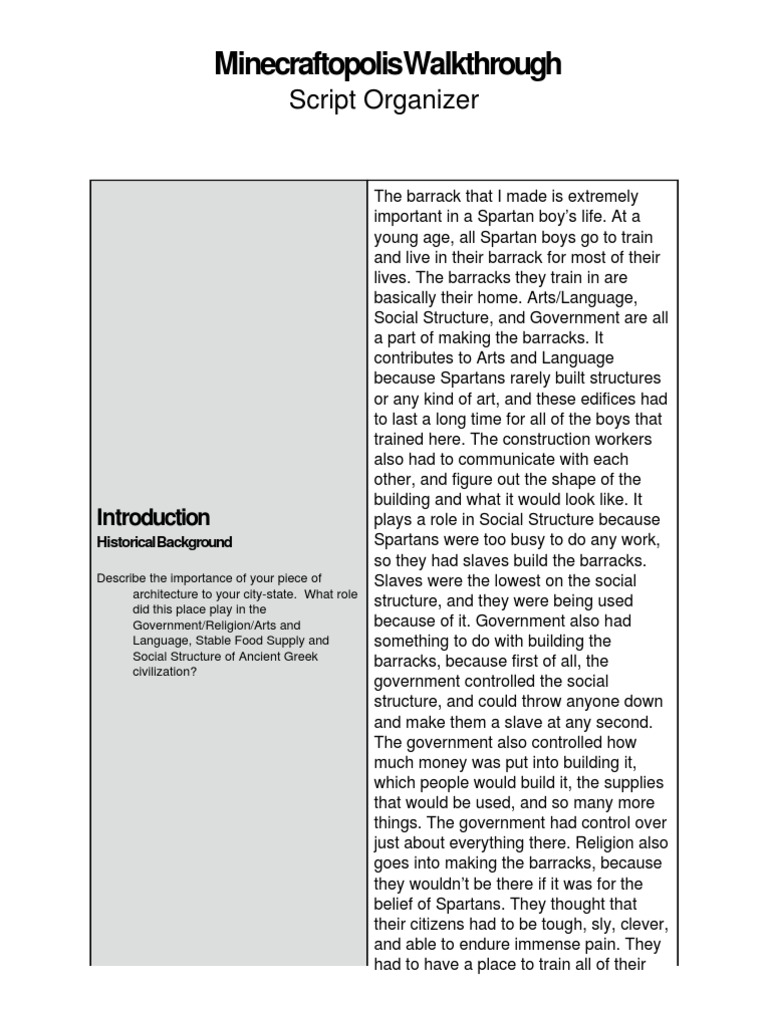 Minecraftopolis Walkthrough: Script Organizer | PDF | Ancient Greece ...