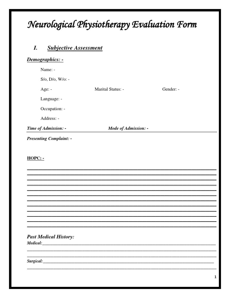 Neurological Physiotherapy Evaluation Form | PDF | Anatomical Terms Of ...