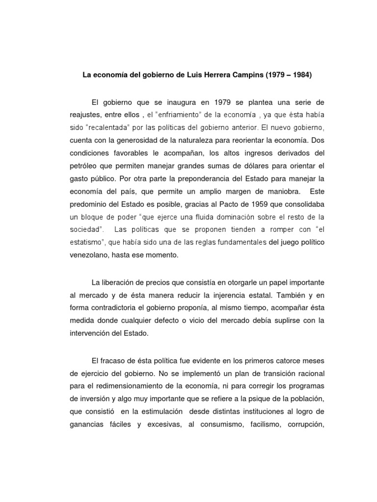 La Economía Del Gobierno de Luis Herrera Campins | PDF | Inflación ... La Economía Del Gobierno de Luis Herrera Campins | PDF | Inflación ...