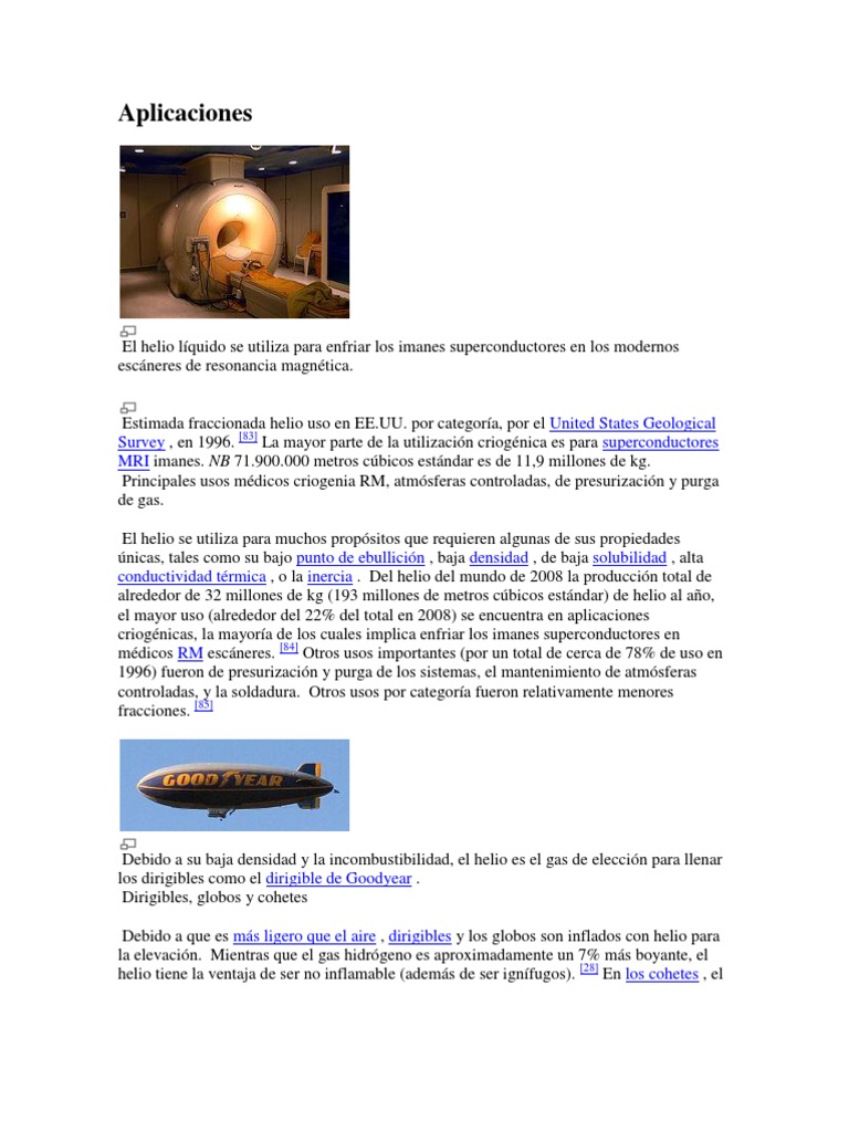 Usos y aplicaciones del helio | PDF | Helio | Naturaleza