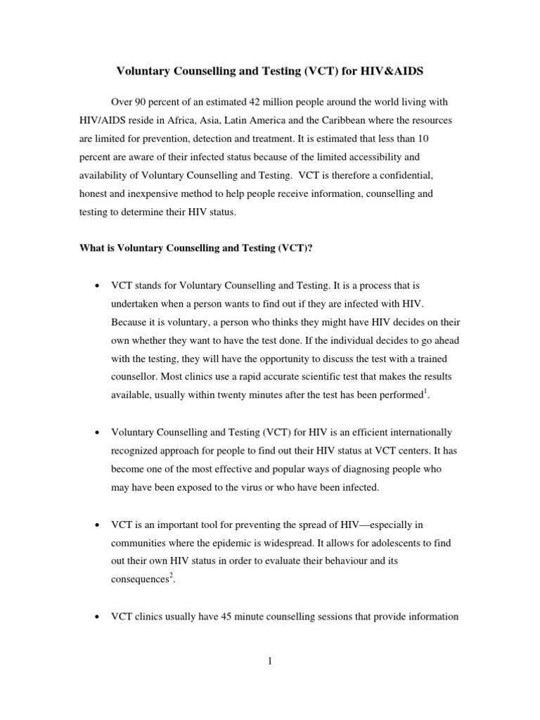 Voluntary Counselling and Testing For HIV and AIDS | Download Free PDF ...