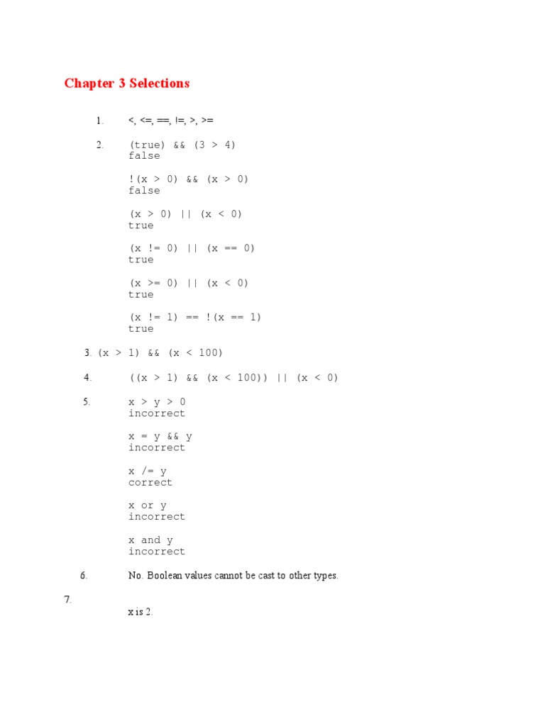 Chapter 3 Selections | PDF | Integer (Computer Science) | Boolean Data Type
