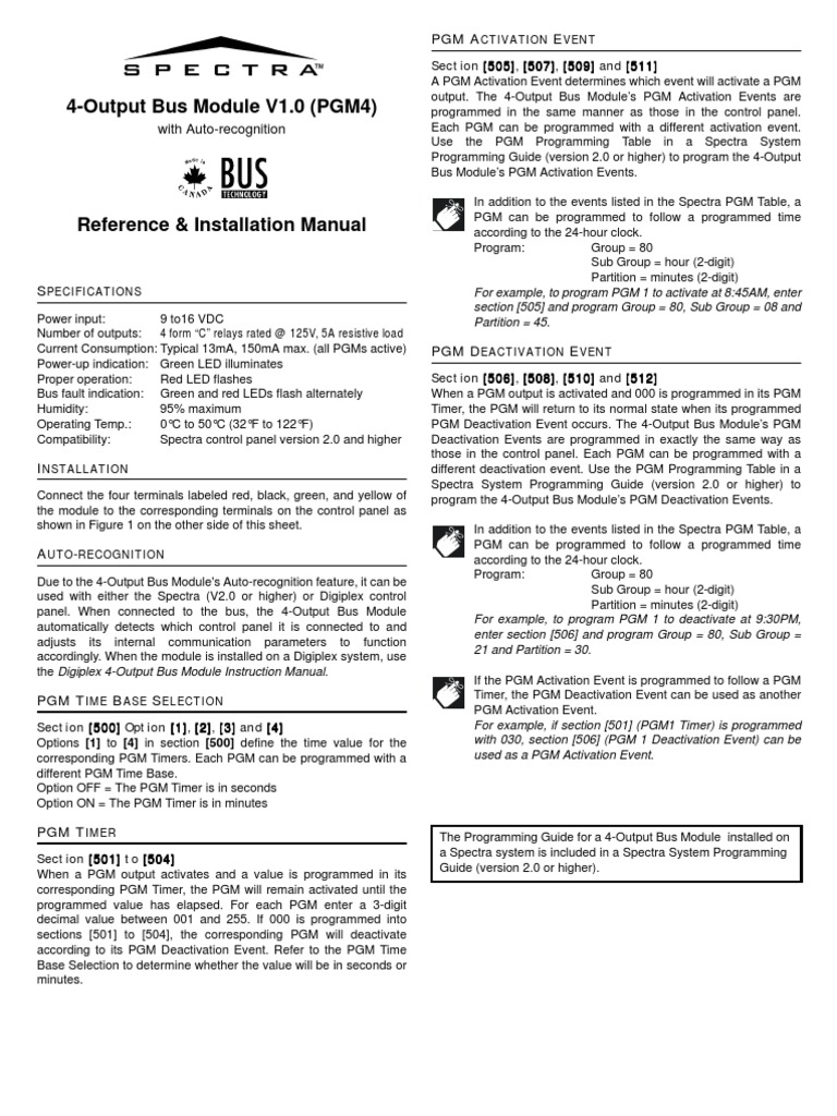 APR-PGM4 Installation Instructions (Spectra) | PDF | Manufactured Goods ...