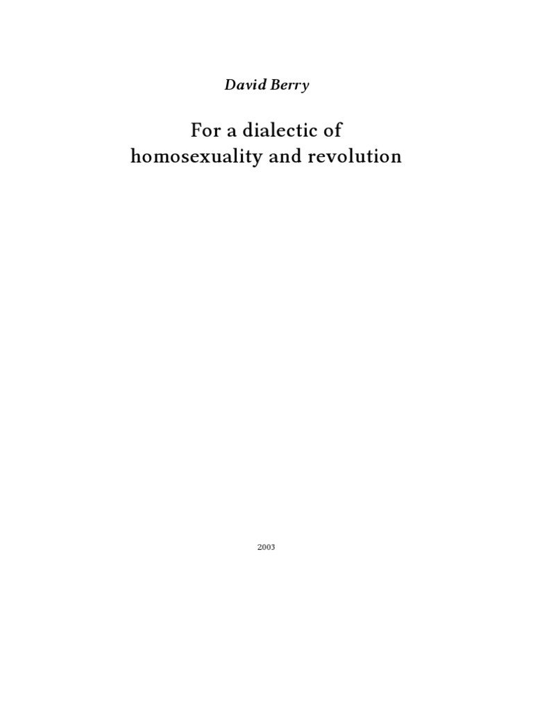 David Berry: For A Dialectic of Homosexuality and Revolution | PDF ...
