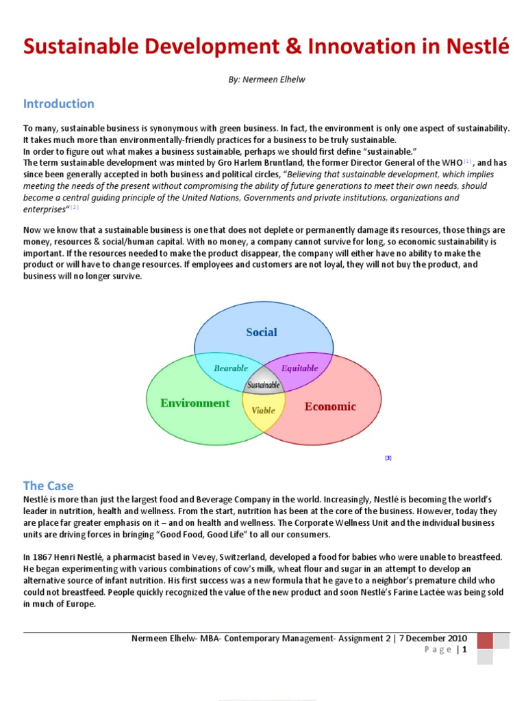Sustainable Development & Innovation in Nestlé | Download Free PDF ...