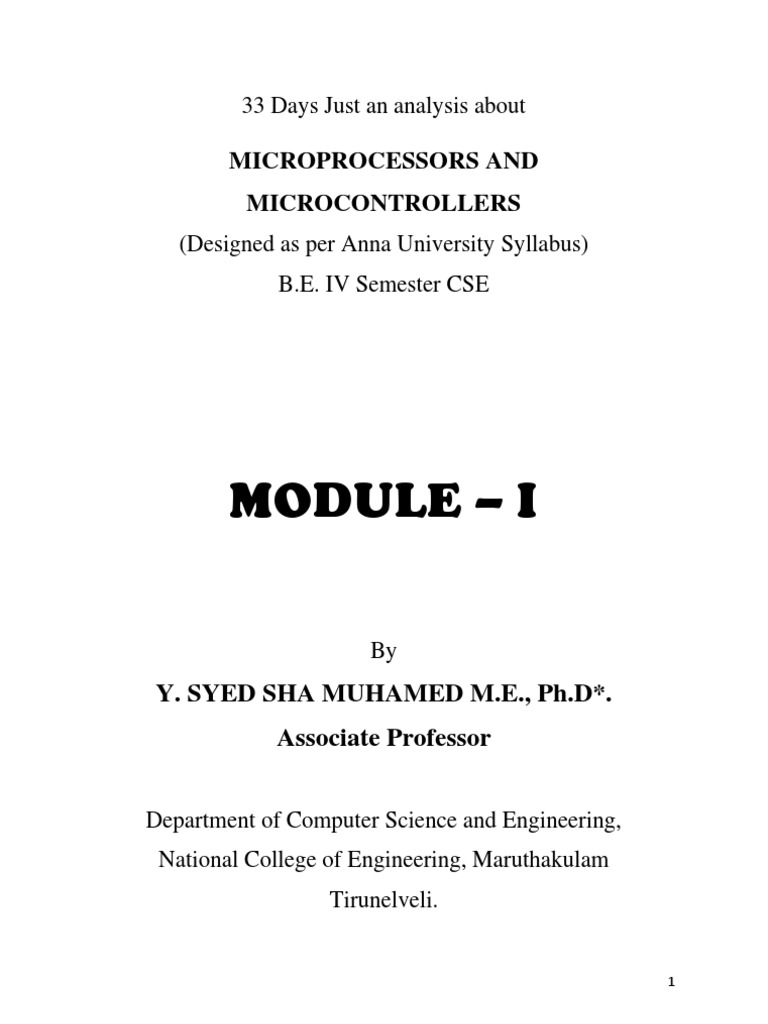 Microprocessors and Microcontrollers Module 1 - 5 | PDF | Computer Data ...