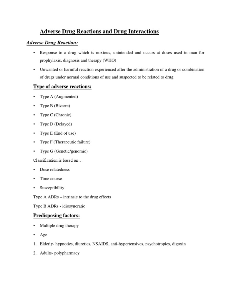 Adverse Drug Reactions and Drug Interactions | PDF | Pharmaceutical ...