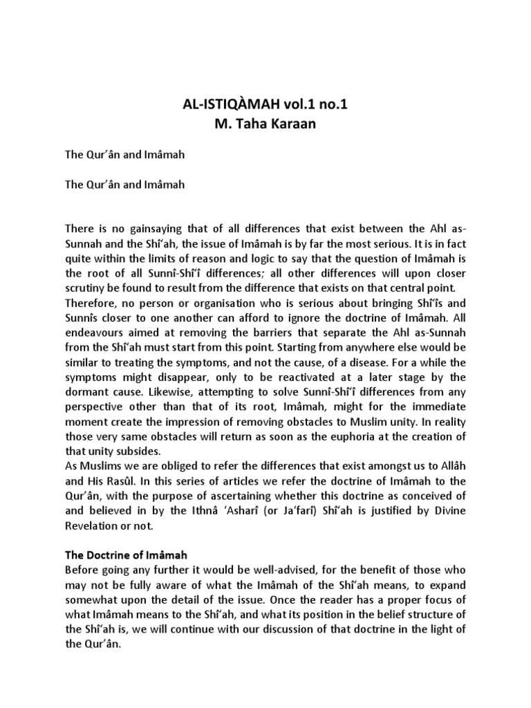 Shia IMAMAH Doctrine | PDF | Prophets And Messengers In Islam | Shia Islam