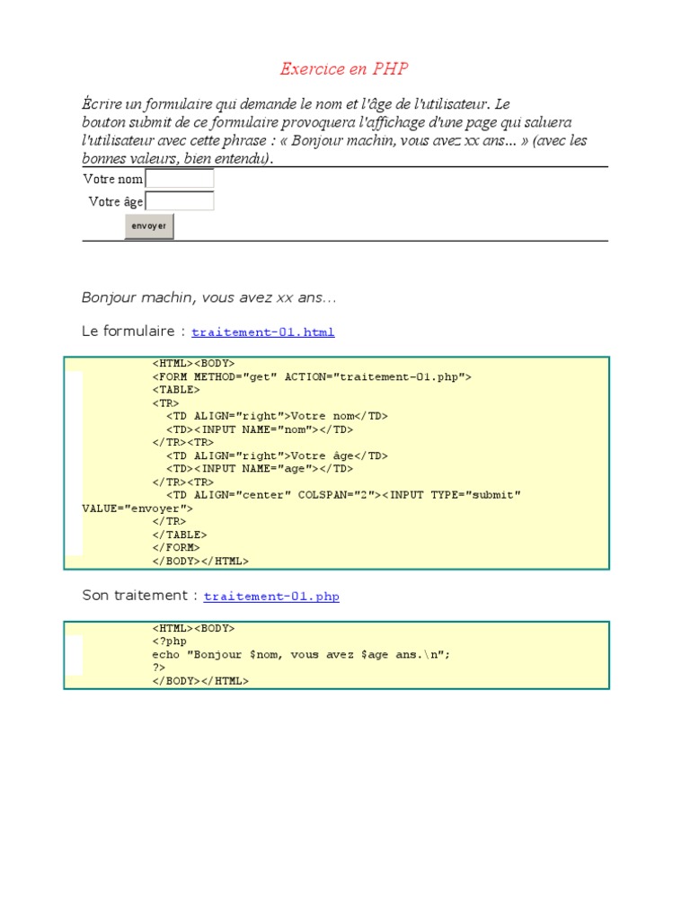 Exercices PHP | PDF | PHP | Loisirs
