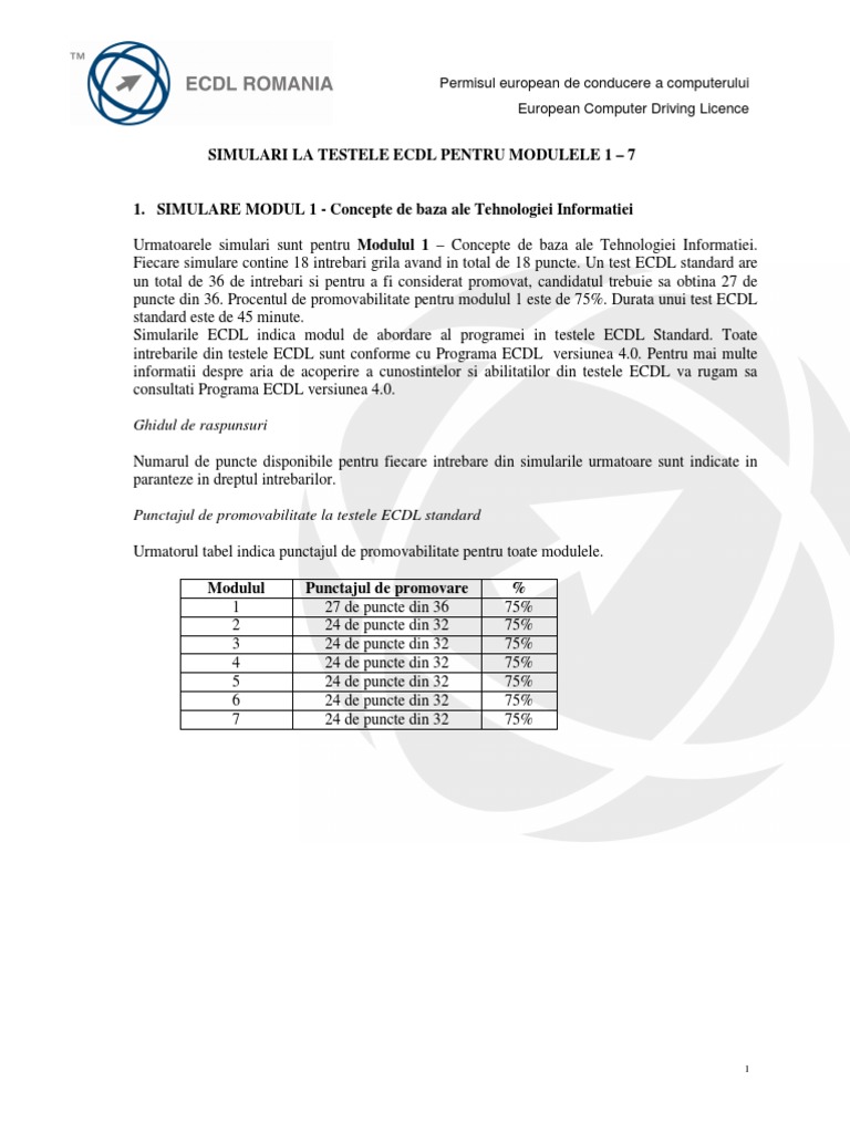 Simulari Ecdl | PDF