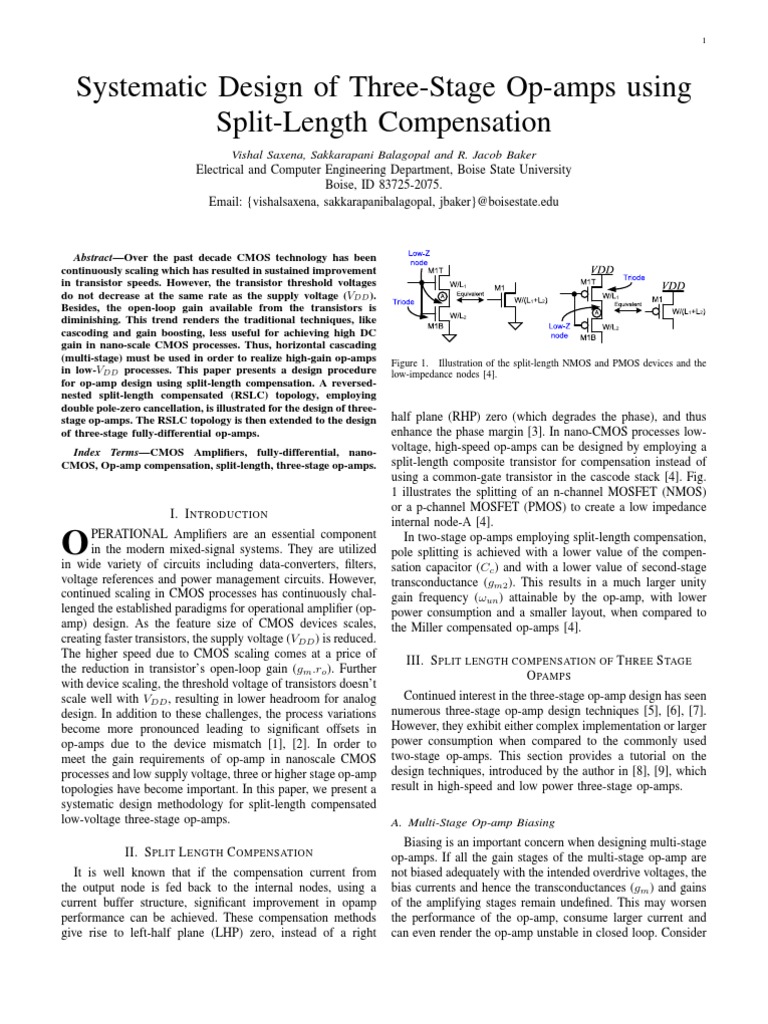 Three-stage op-amps using split-length compensation | PDF | Operational ...