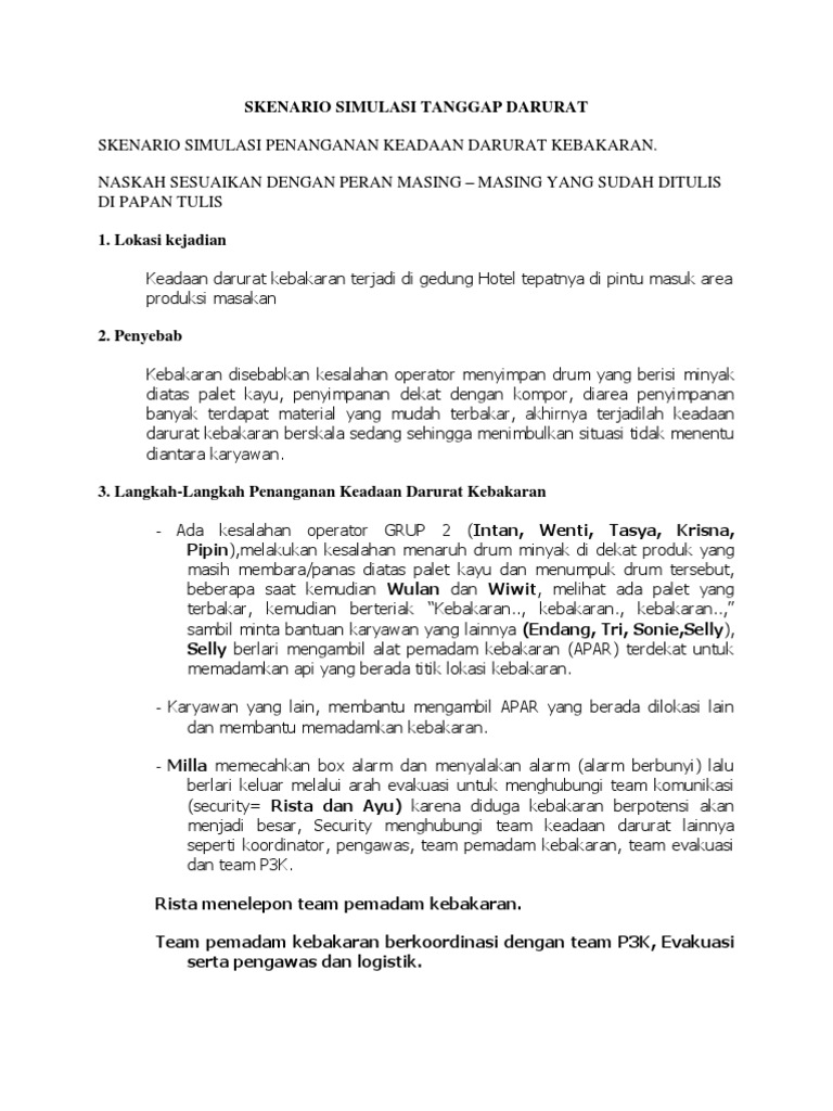 Skenario Simulasi Tanggap Darurat