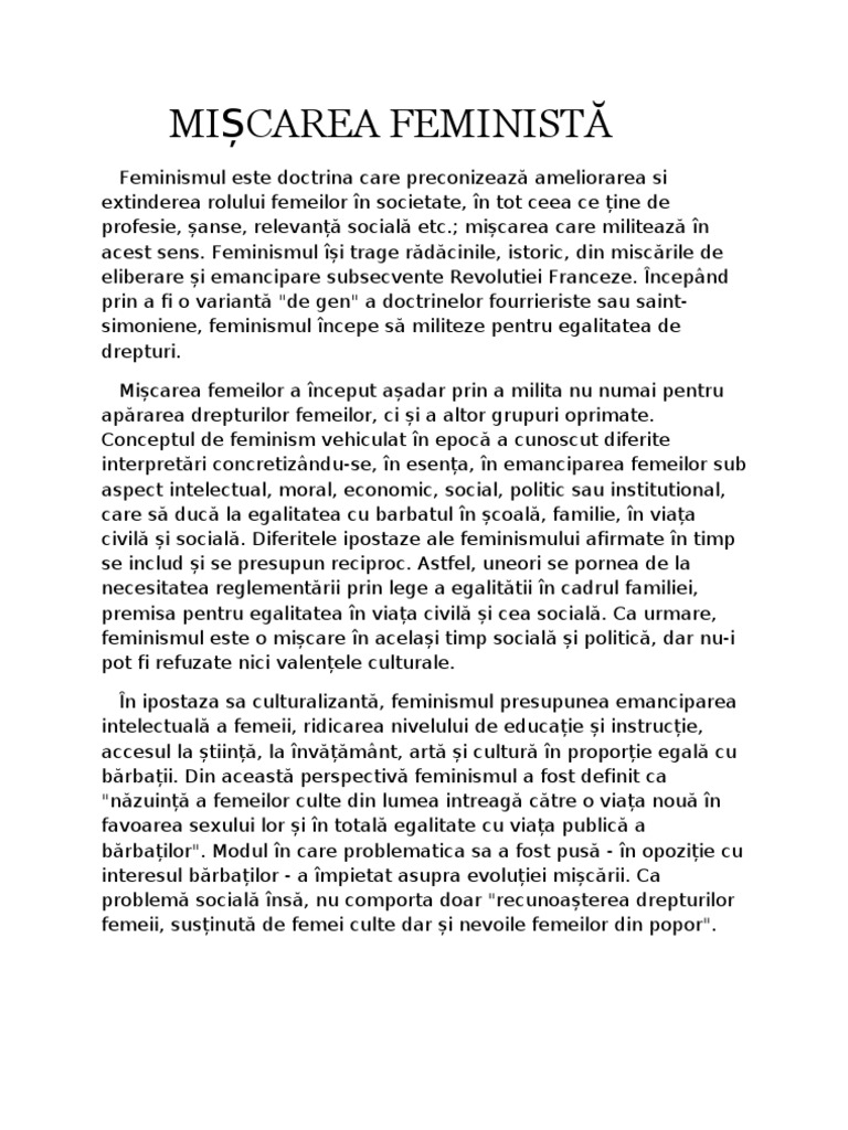 Miscarea Feminista - Perioada Interbelica 76763456345