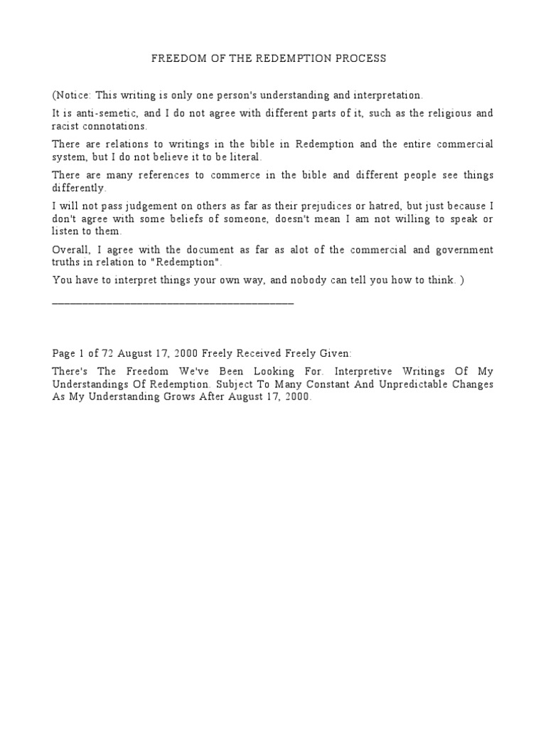 Freedom of Redemption Process | PDF | Gold Certificate | Debits And Credits