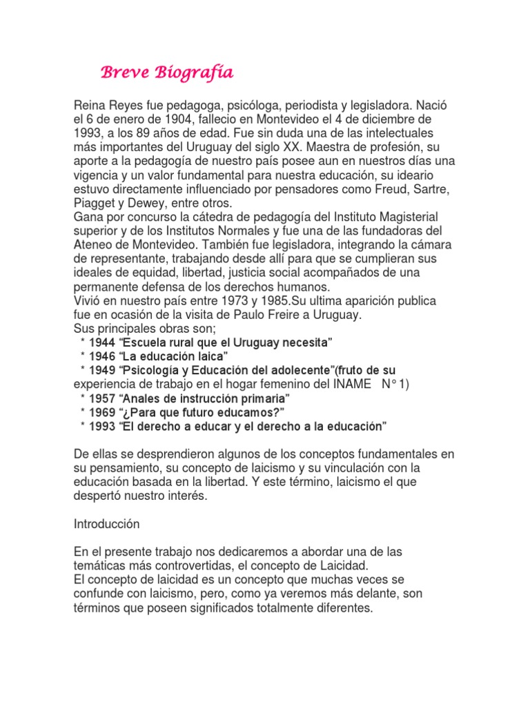 Reina Reyes Recensión | PDF | Secularidad | Libertad