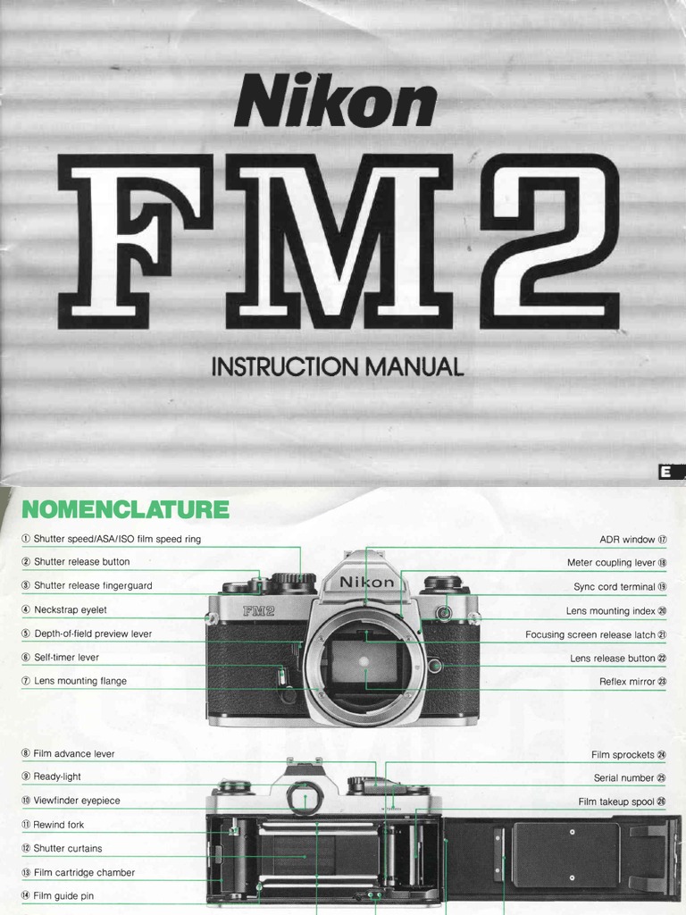 Nikon FM2 INSTRUCTION MANUAL | PDF | Exposure (Photography) | Aperture