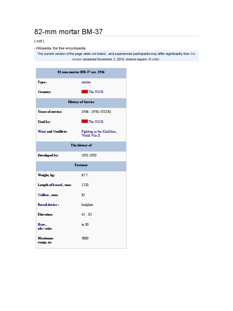 A Technical Review of the Soviet 82-mm Mortar BM-37 | PDF | Mortar ...