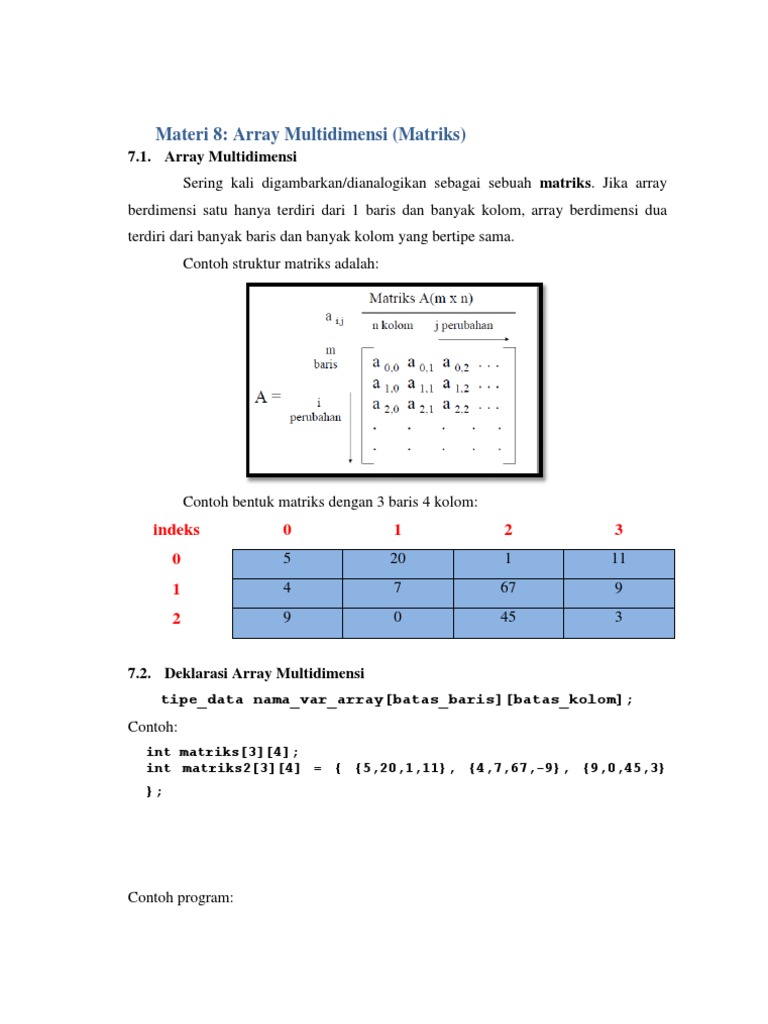 Modul 8 Array Multidimensi | PDF | Komputer
