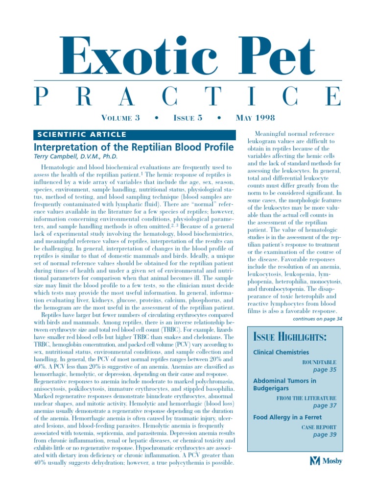 Interpretation of The Reptile Blood Profile | PDF | Anemia | Red Blood Cell