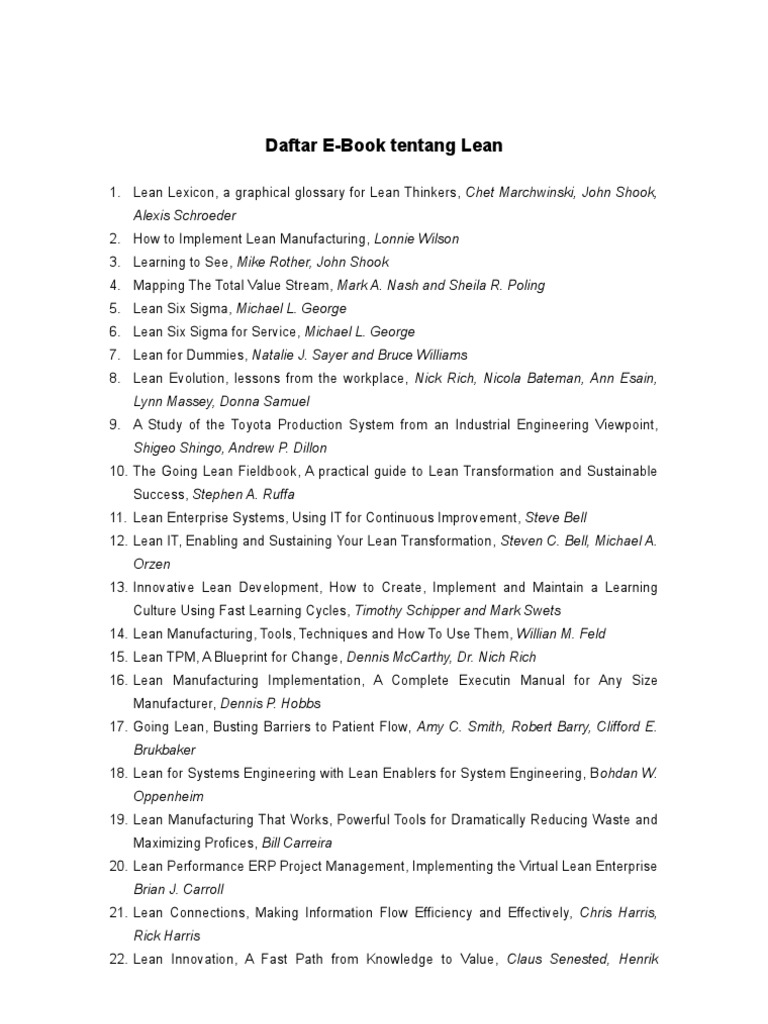 Lean Manufacturing E-Book List | PDF | Lean Manufacturing | Accountability