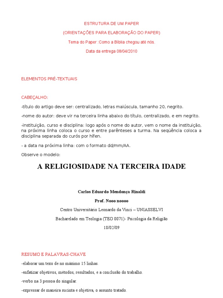 Estrutura de Um Paper | PDF