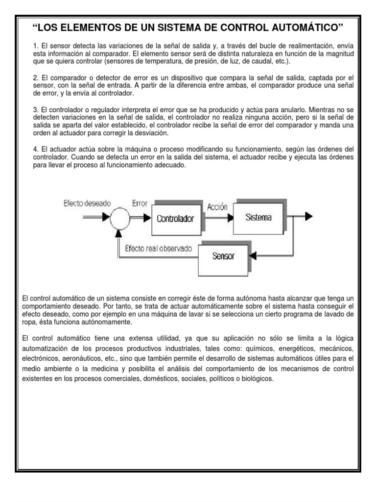 Sistema de Control Automático | PDF | Sistema de control | Realimentación
