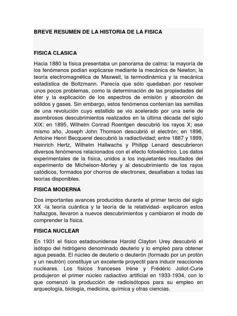Historia De La Fisica Resumen - abstractor