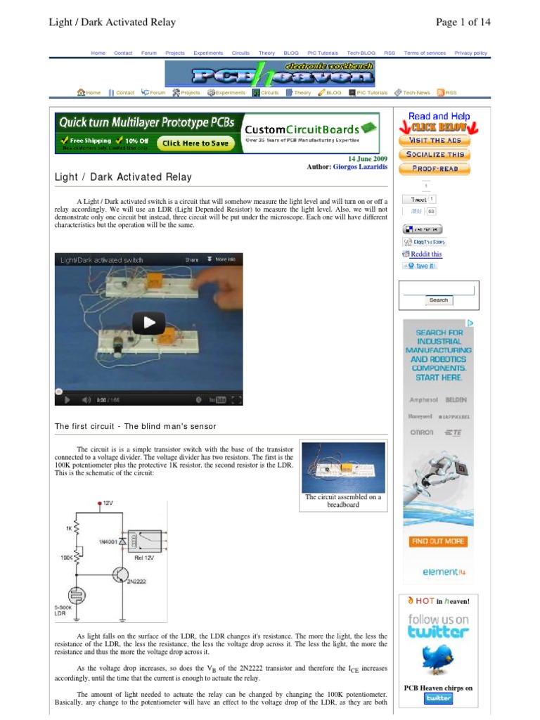 Circuitpages Light Dark Activated Relay | Download Free PDF | Relay ...