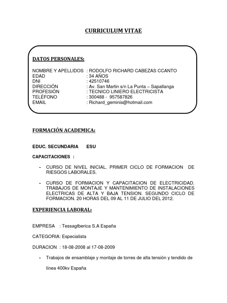 Curriculum Vitae Richard | PDF