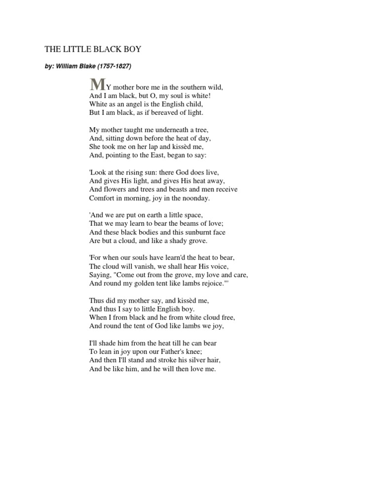 William Blake The Little Black Boy