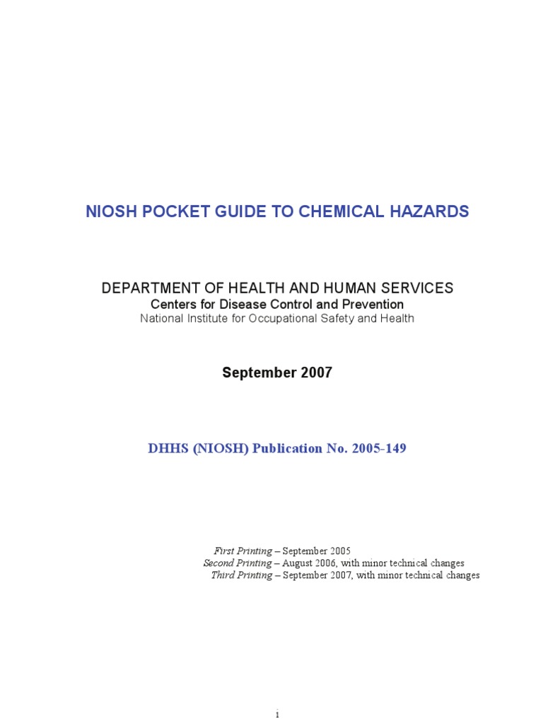 niosh pocket guide/ safety docx. | Occupational Hygiene | Occupational ...