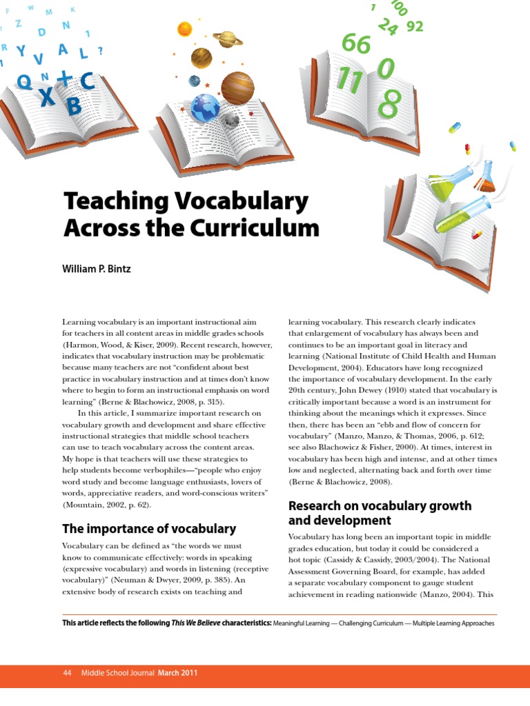 Middle School Vocabulary Strategies - Info | PDF | Vocabulary | Reading ...