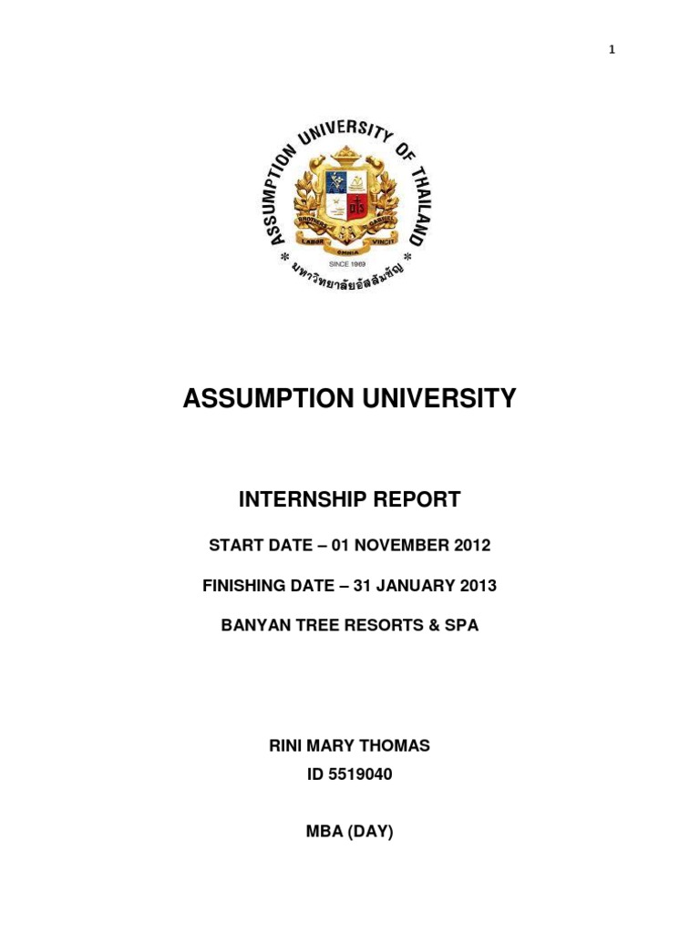 Internship Final Report | PDF | Spa | Hotel