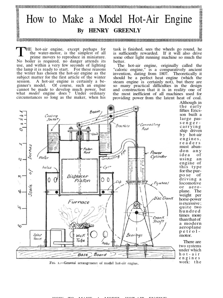 Model Hot Air Engine | PDF | Cylinder (Engine) | Piston