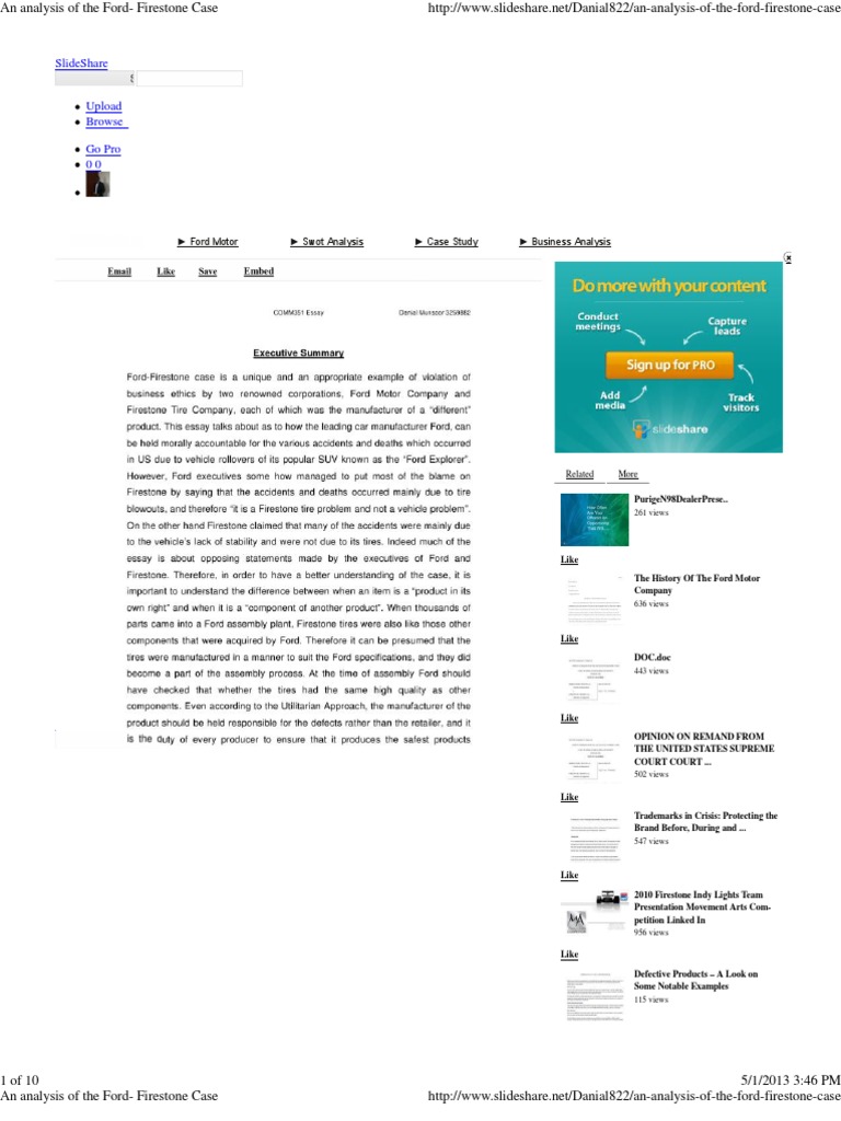 An Analysis of The Ford - Firestone Case | PDF | Tire | Airbag