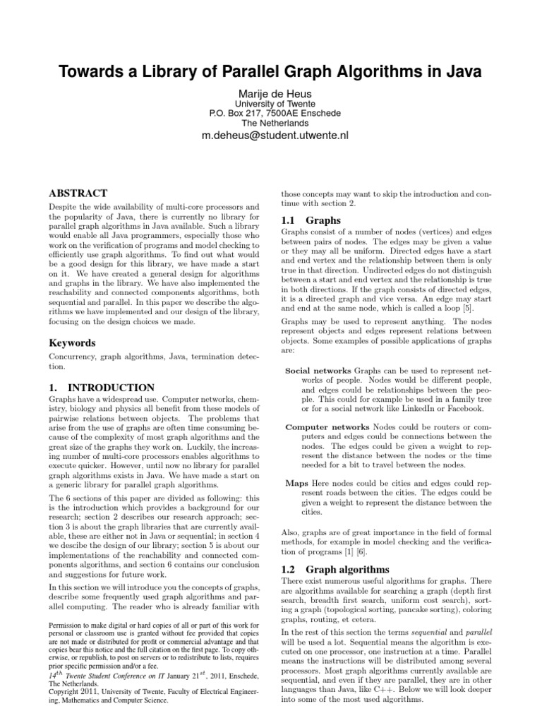 Towards A Library of Parallel Graph Algorithms in Java | PDF | Vertex (Graph Theory) | Parallel ...