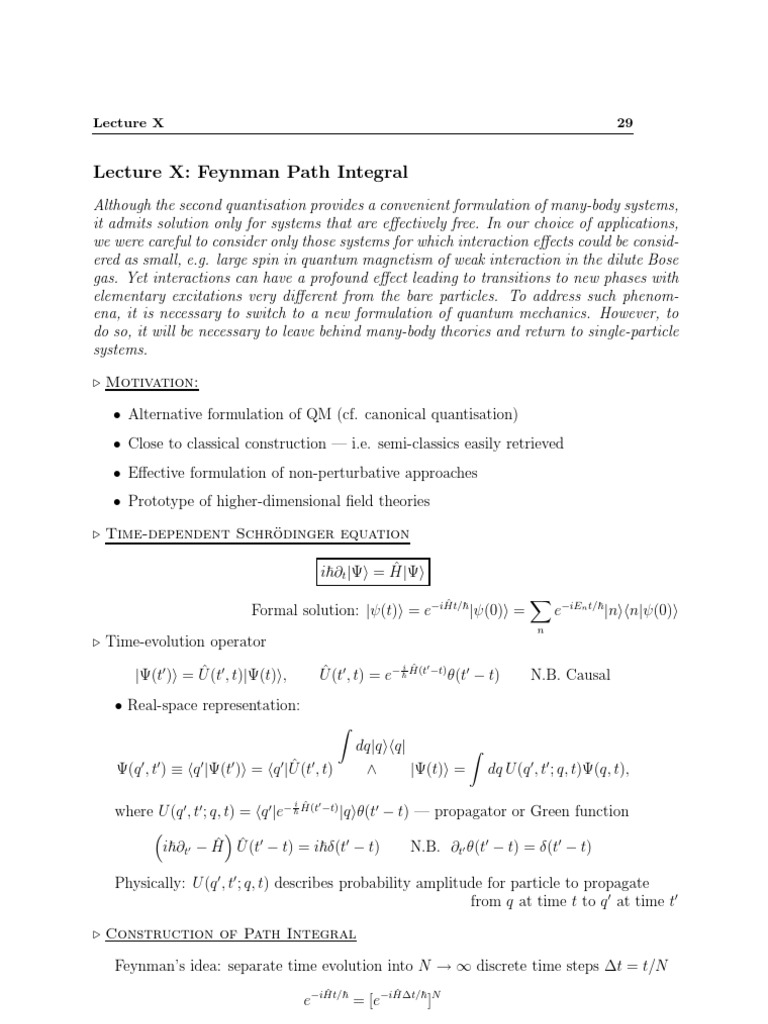 Lecture X: Feynman Path Integral: T I HT/ N Ie T | PDF | Particle ...