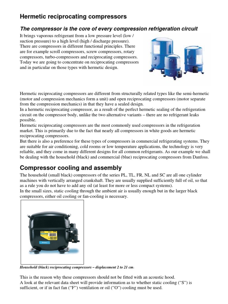 Danfoss Hermetic Compressors | PDF | Gas Compressor | Refrigeration