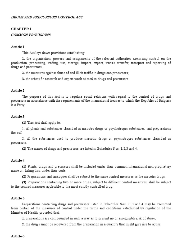 Drugs and Precursors Control Act Summary | PDF | Medical Prescription ...