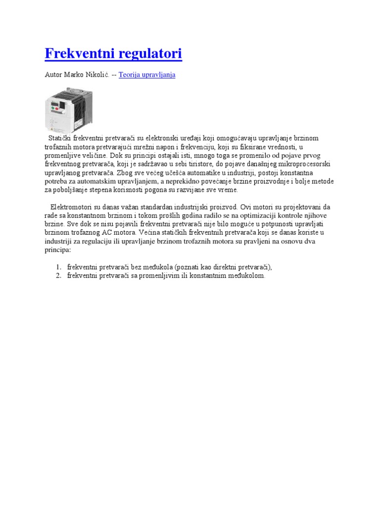 Frekventni Regulatori | PDF